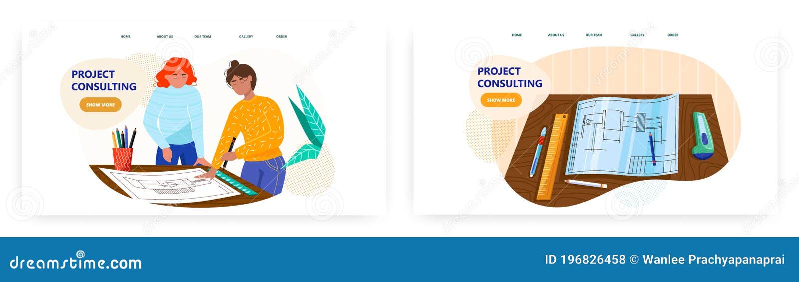 Female Design and Architect Team Discuss Project and Drawing Plan ...