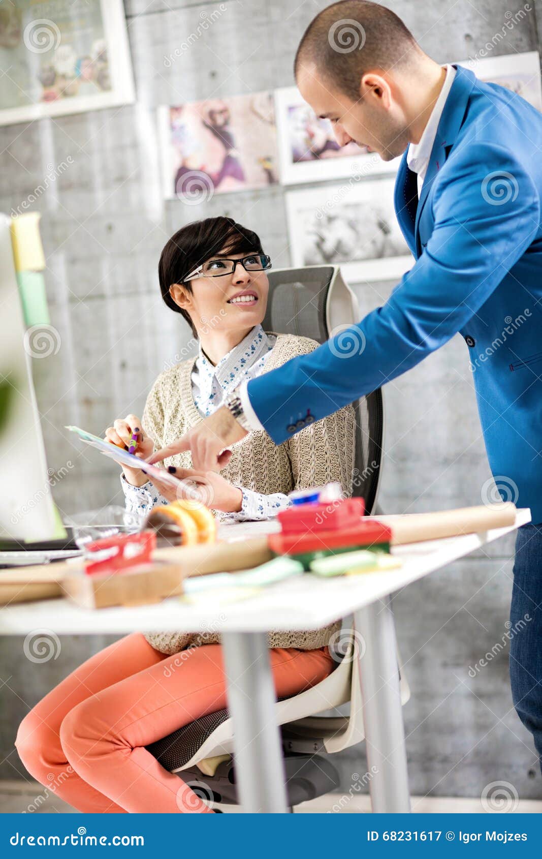Female Designer in Consultation with Supervisor Stock Image - Image of ...