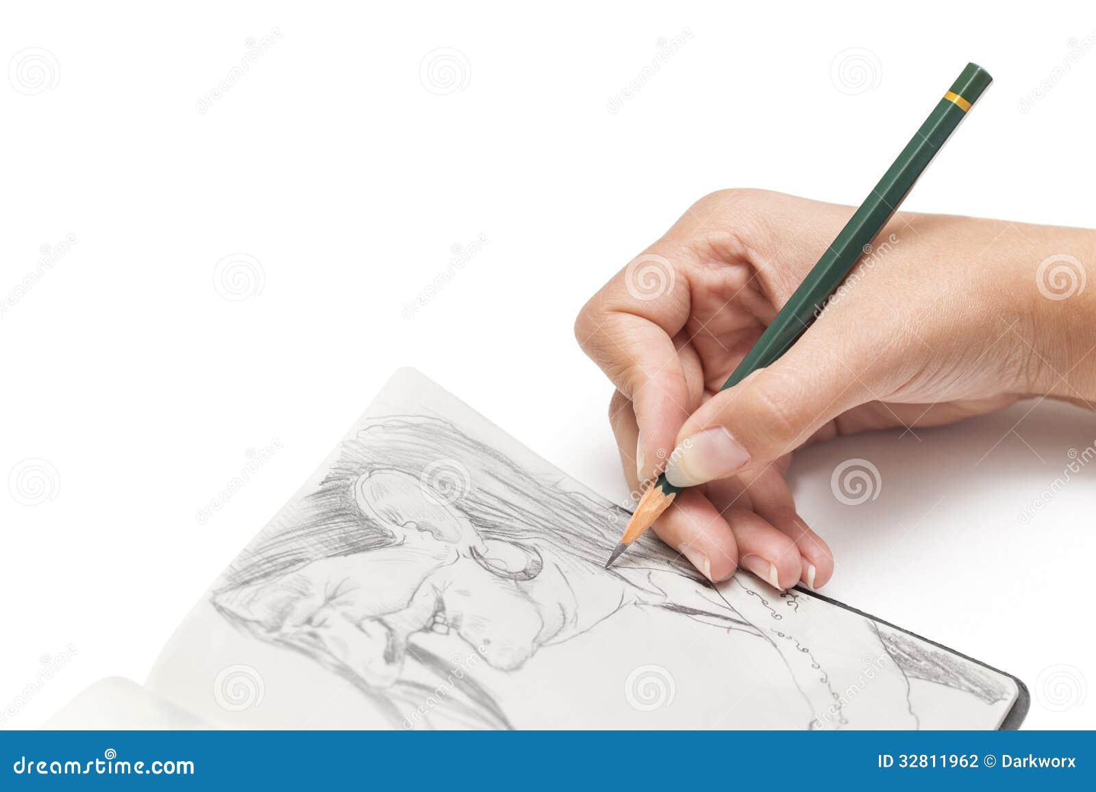 Female Designer Drawing a Character Stock Photo - Image of shape, busy ...