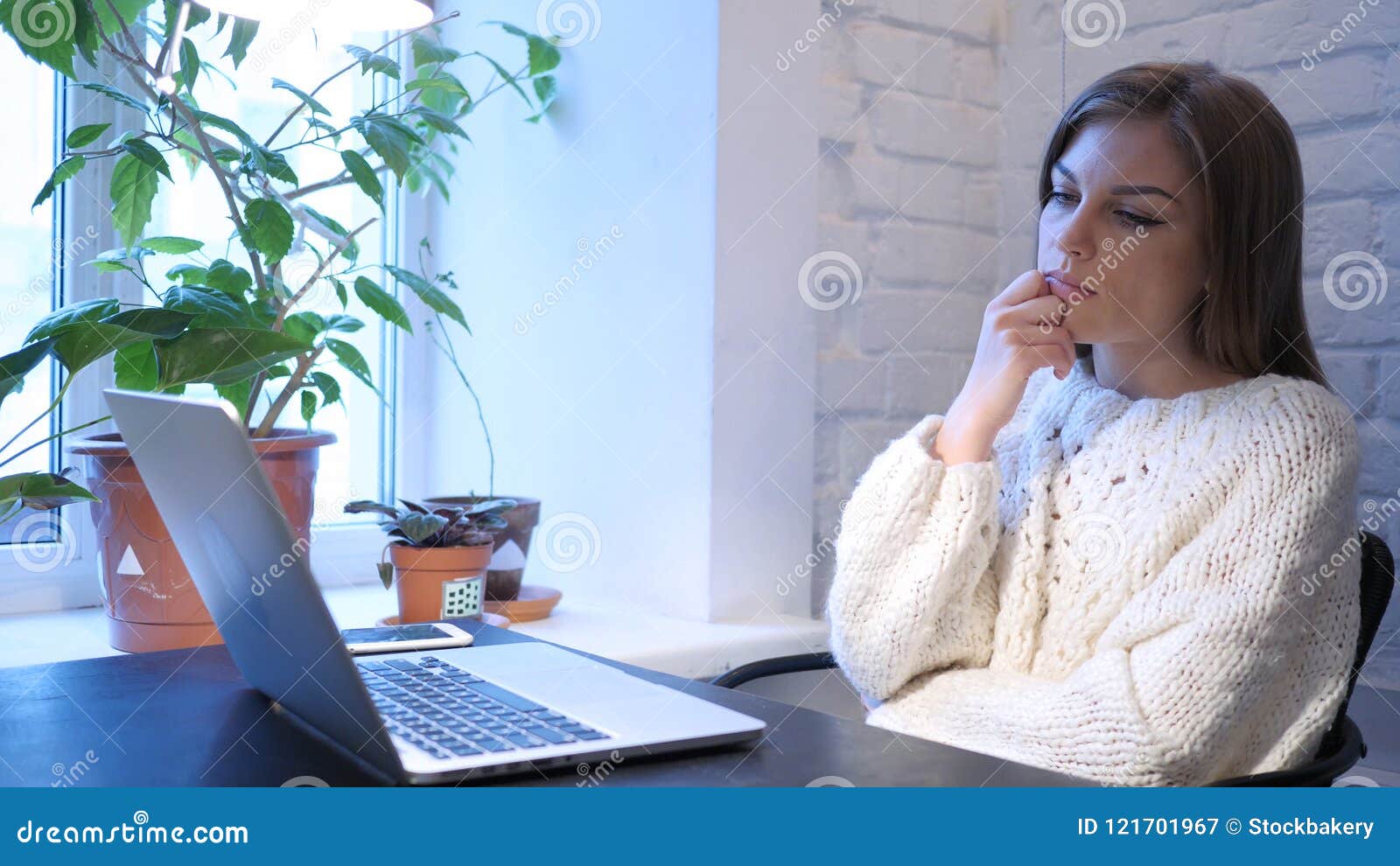 Female Designer Thinking for Work in Office Stock Image - Image of ...