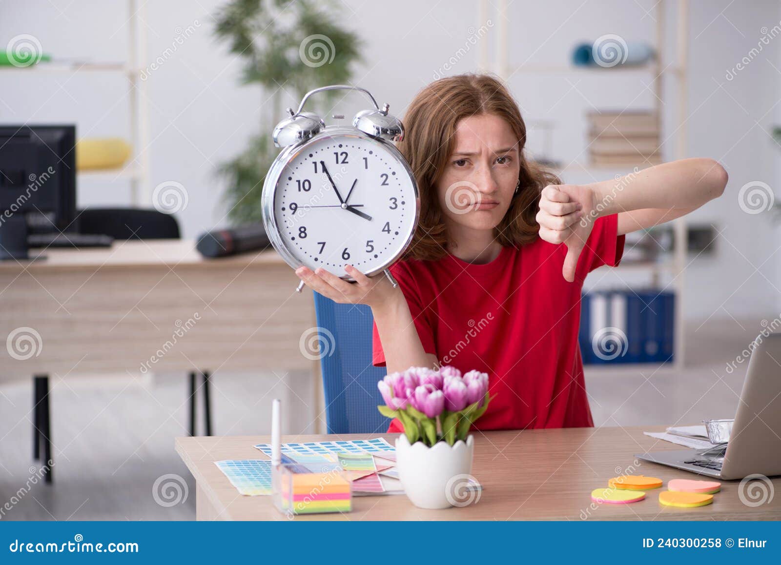 Young Female Designer in Time Management Concept Stock Photo - Image of ...