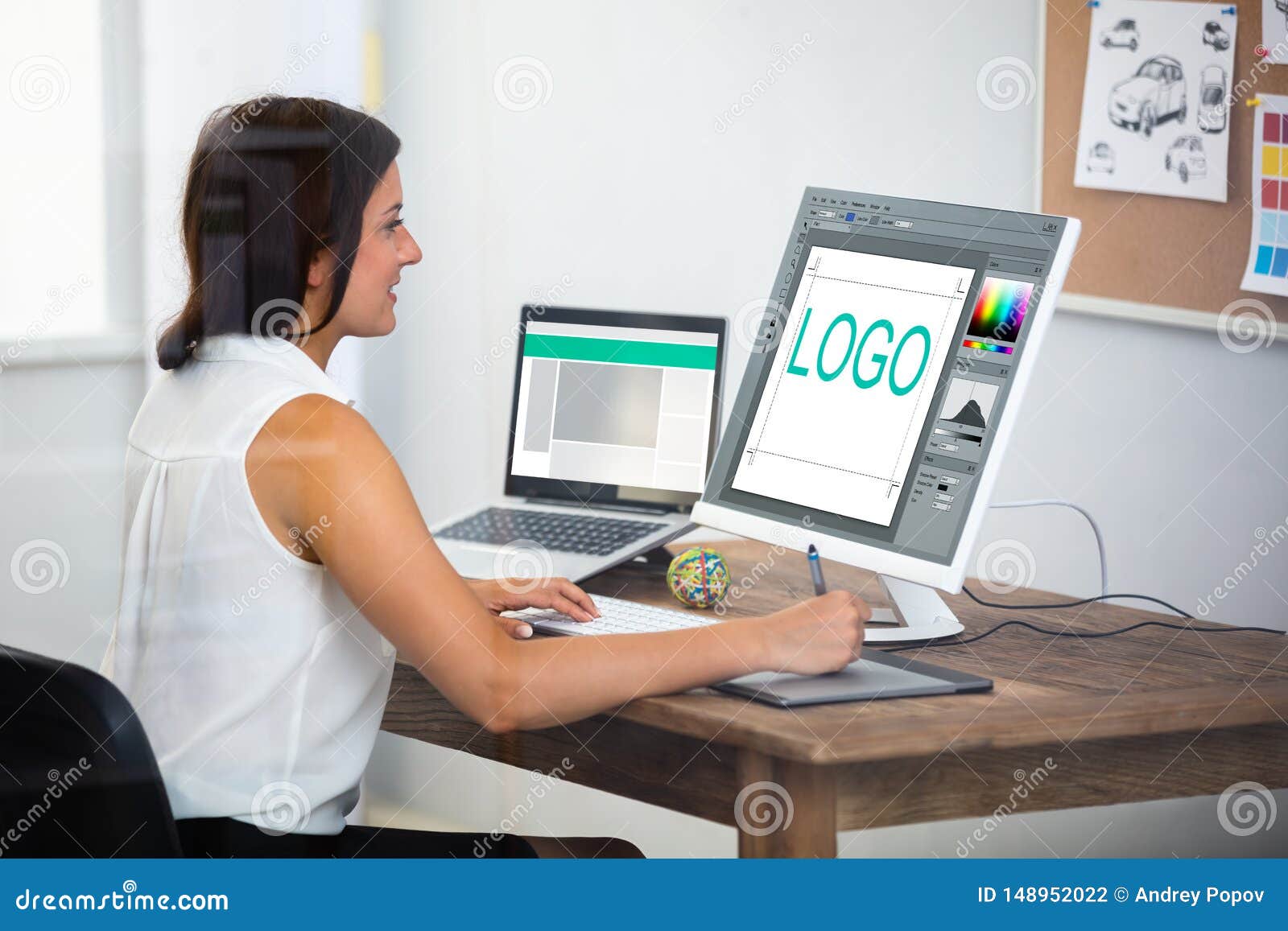 Female Designer Working on Computer Stock Photo - Image of retouch ...