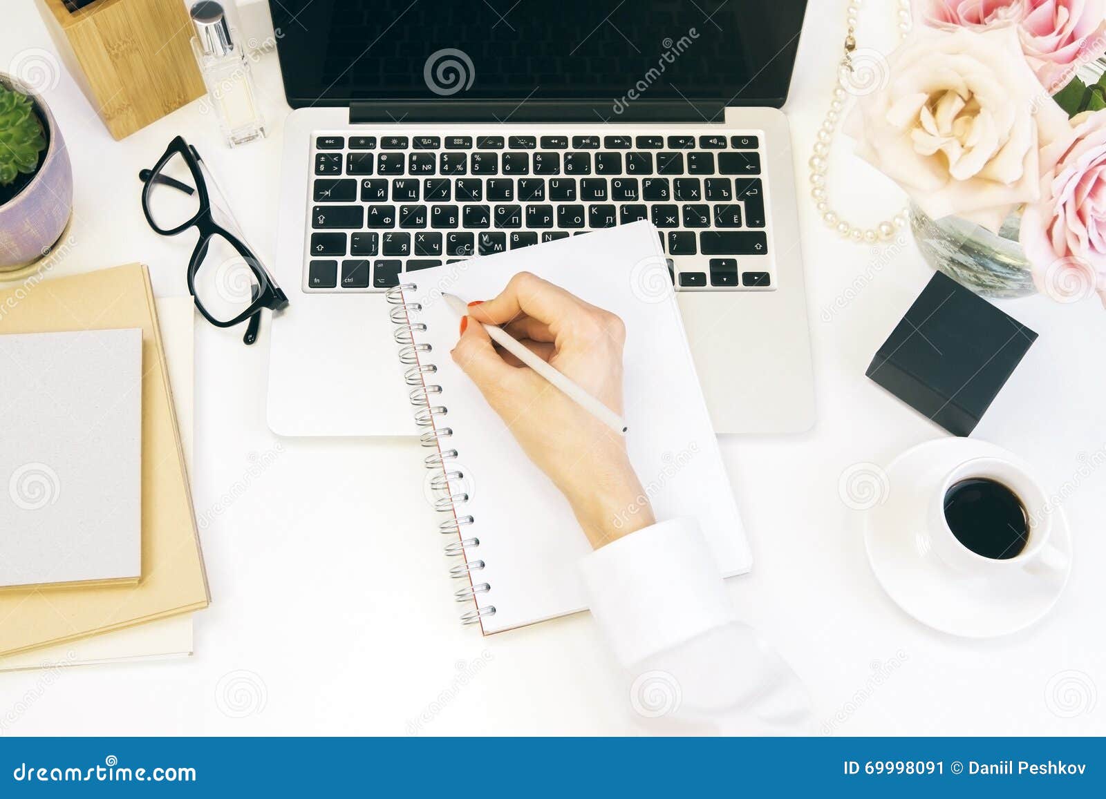 Female desktop writing stock image. Image of closeup - 69998091