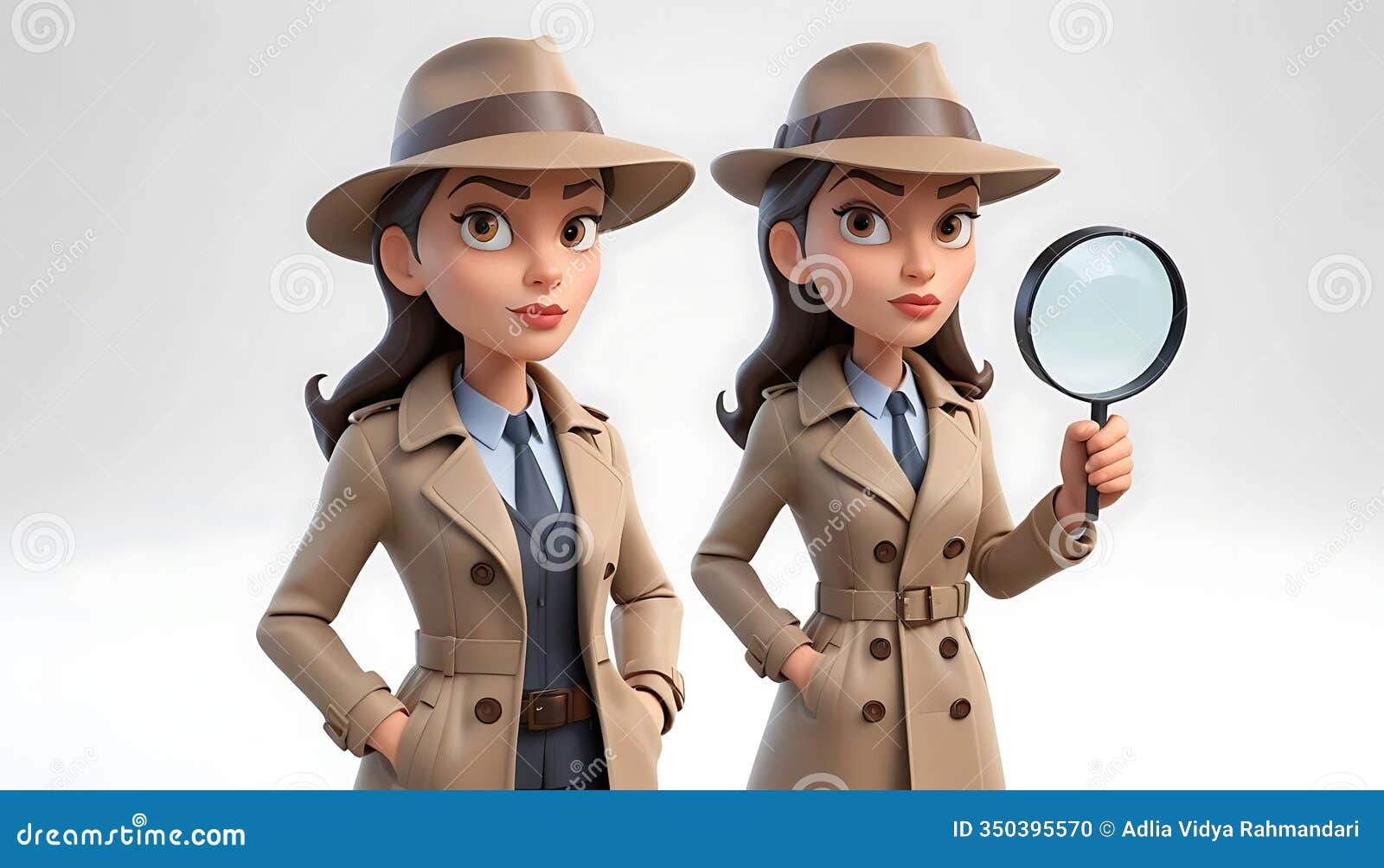 Female Detective Magnifying Glass 2D Cartoon Character | CartoonDealer ... Female Detective Magnifying Glass 2D Cartoon Character | CartoonDealer ...