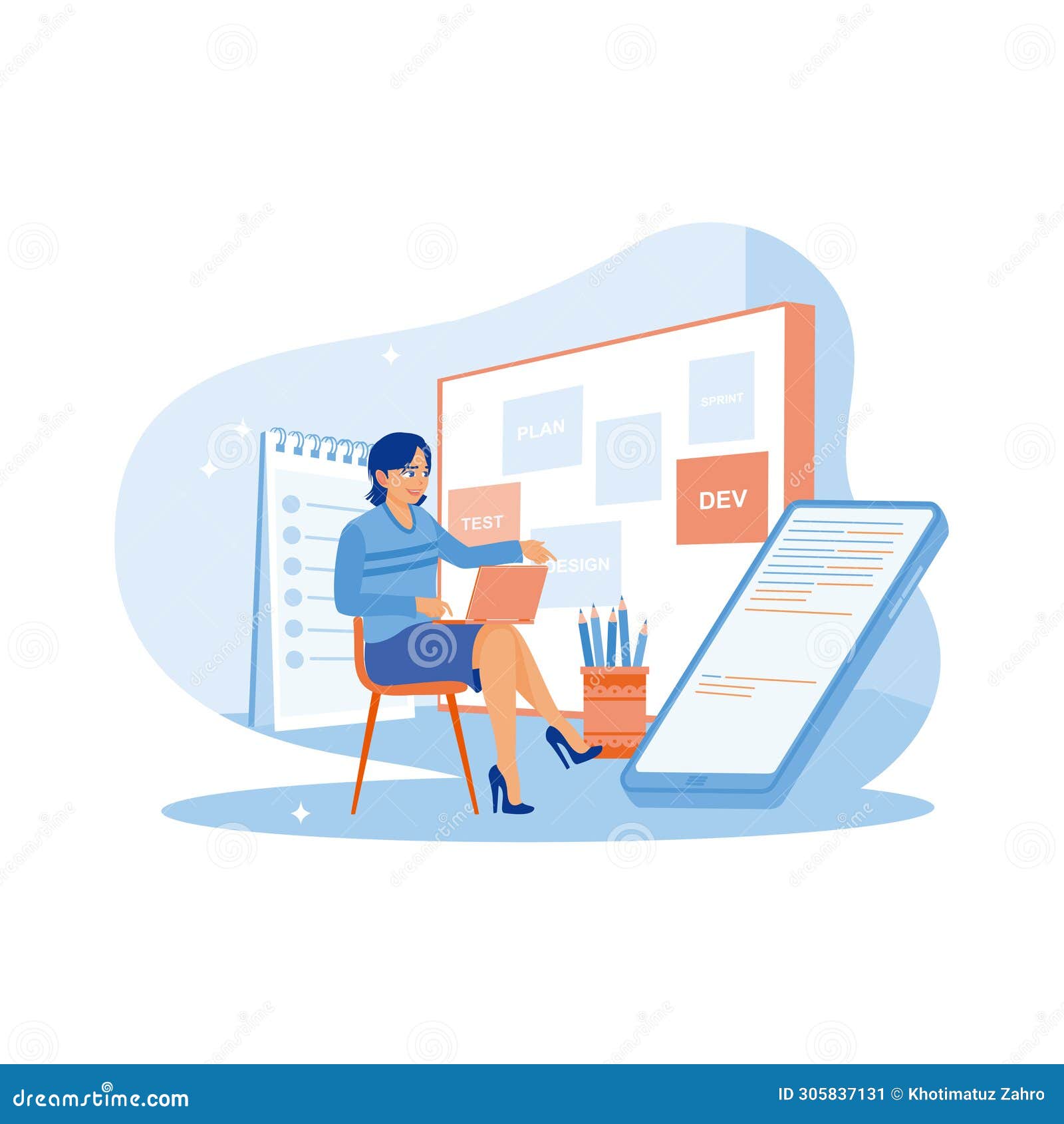 An Developer Sit In Chair Working On Computer Create Website Application Using Programming ...