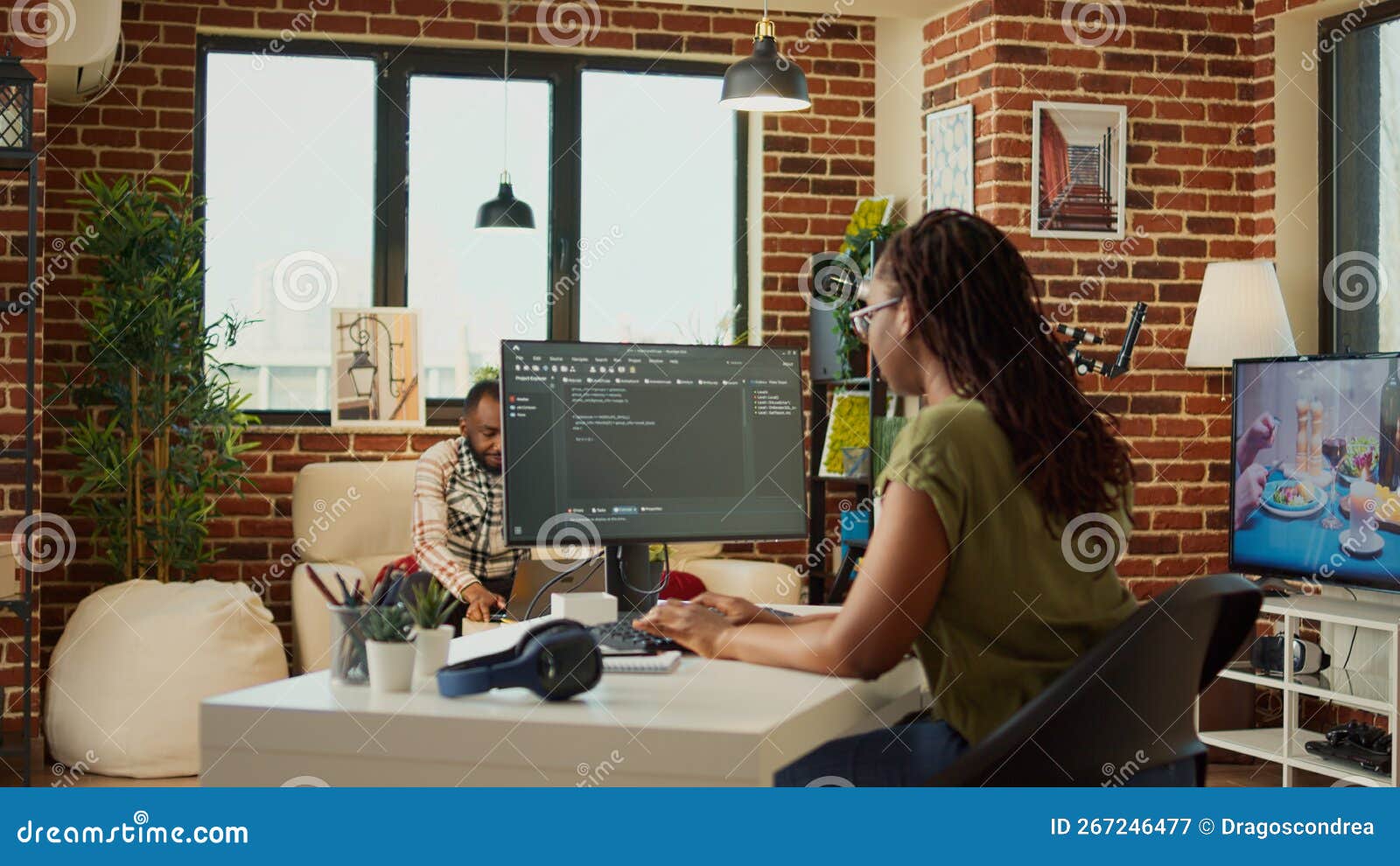 Female Developer Working on it Software Program To Create Web Database Stock Image - Image of ...