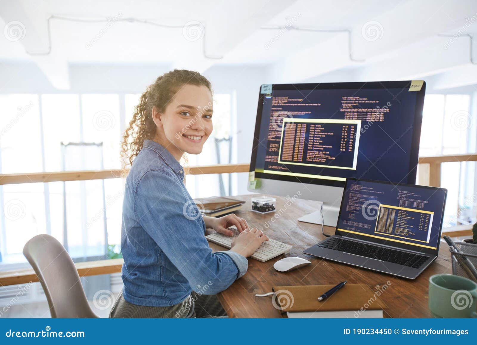 Female it Developer at Workplace Stock Photo - Image of programming ...