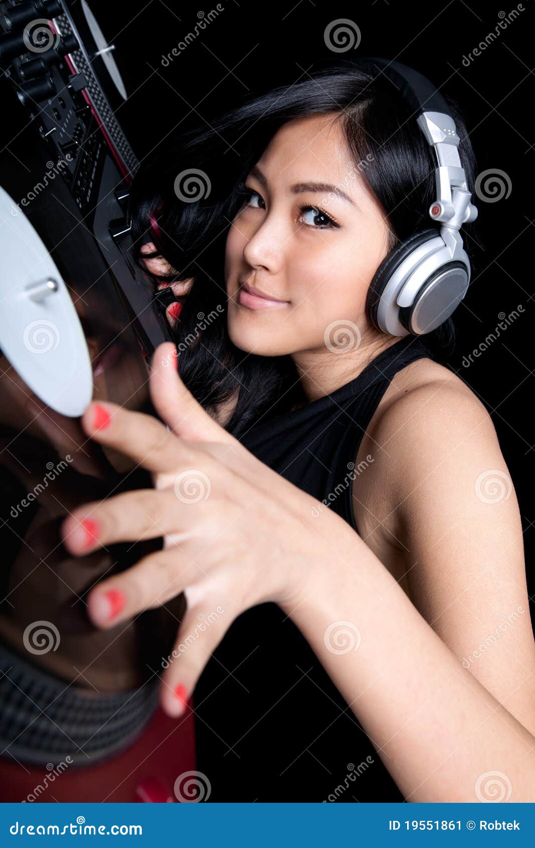 Female DJ At The Turntables Royalty-Free Stock Image | CartoonDealer ...