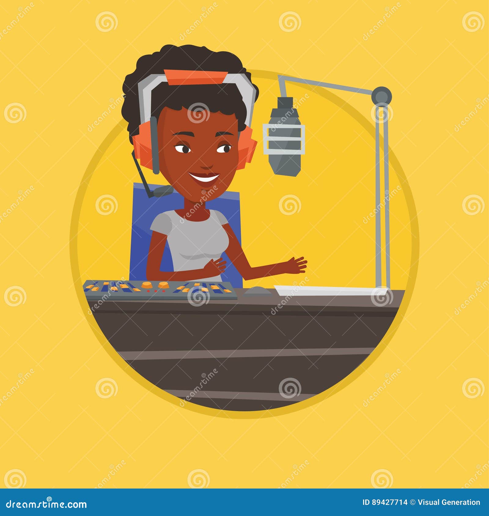 Female Radio Host Character Take Interview At Famous Writer With ...