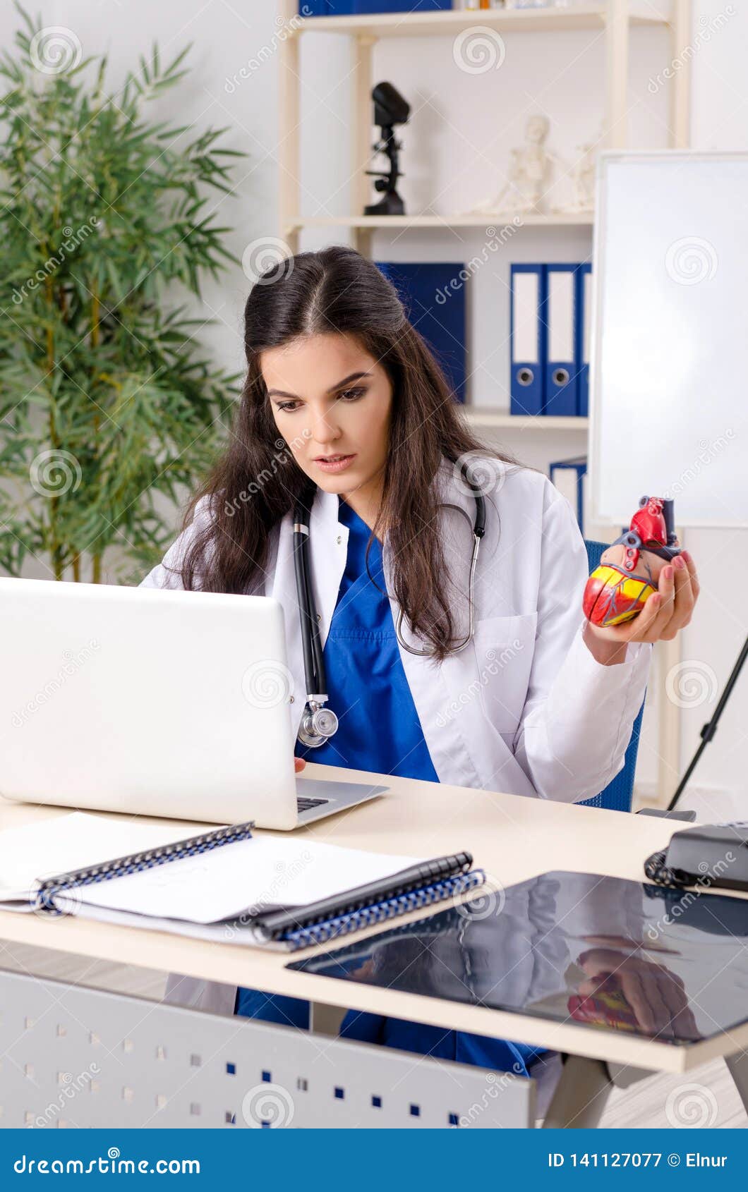 The Female Doctor Cardiologist Working in the Clinic Stock Image ...