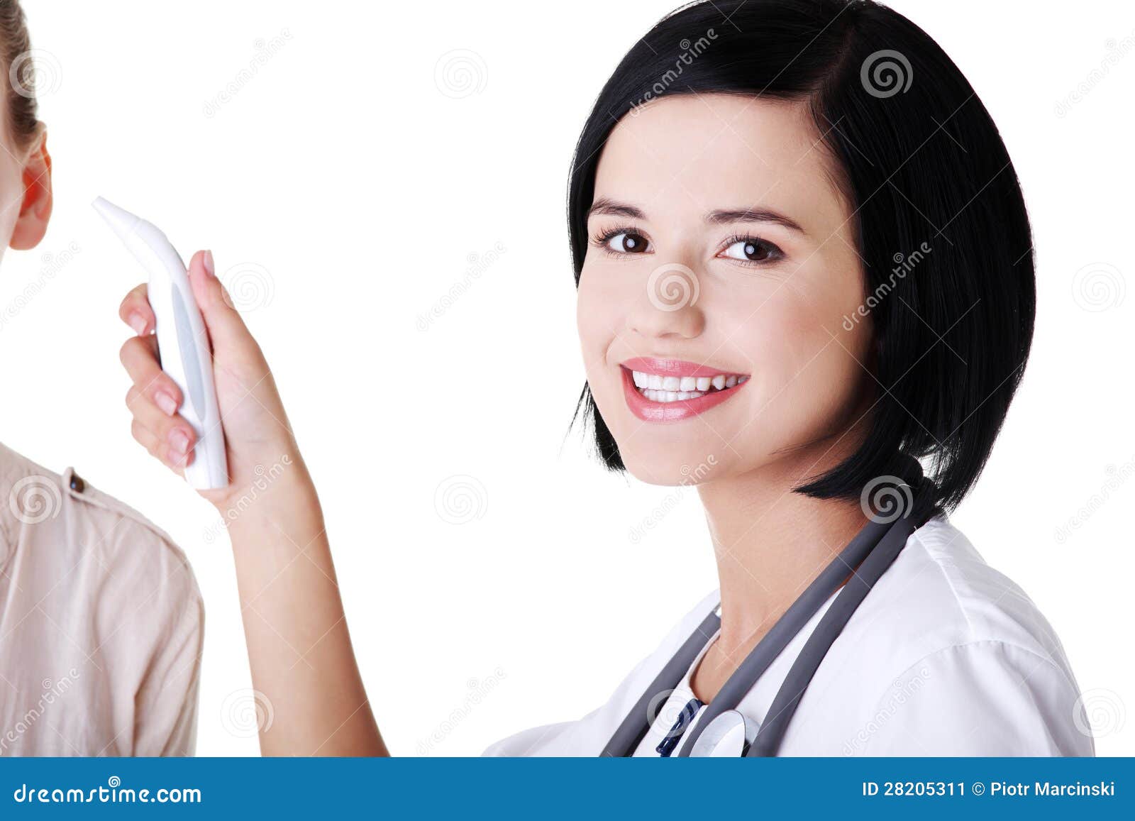 Female Doctor Checking Temperature of Her Patient Stock Image - Image ...