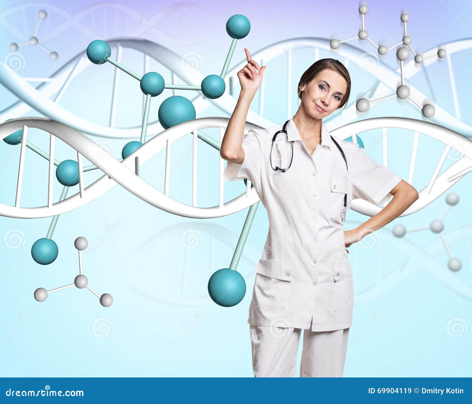 Female Doctor and Dna Molecule Formula Stock Image - Image of helix ...