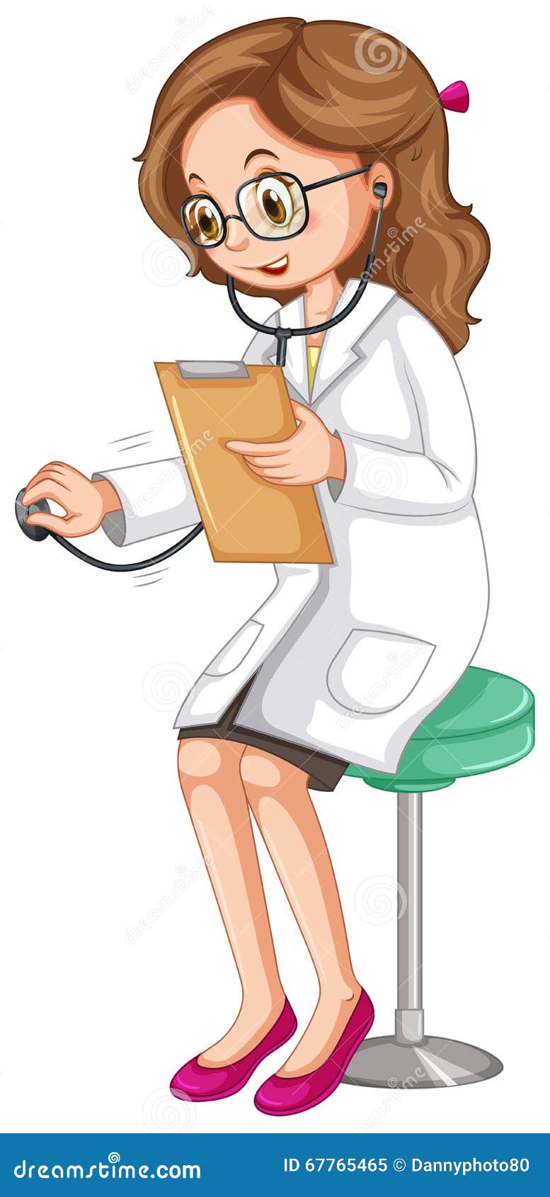 Female Doctor Examining Patient With Stethoscope Stock Vector