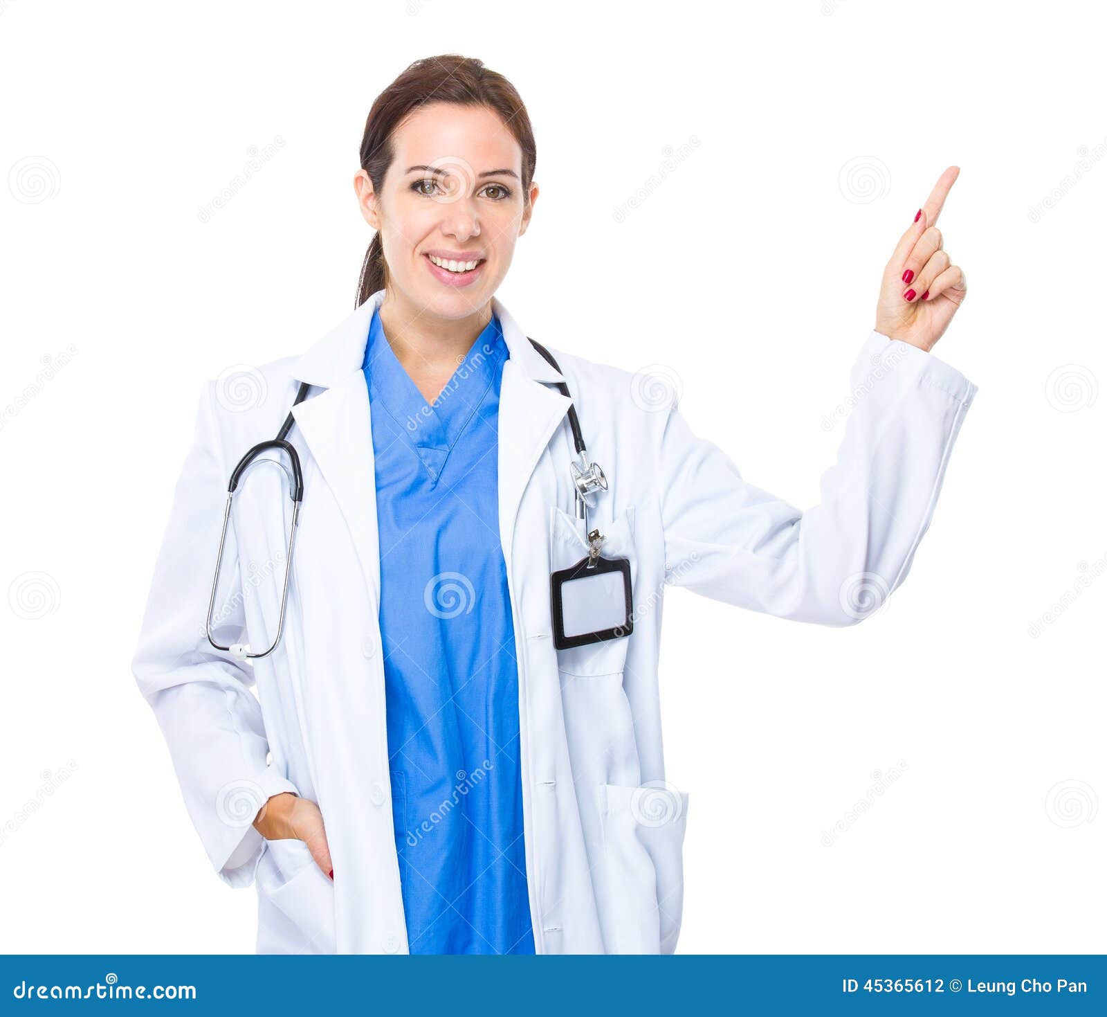 Female doctor finger up stock photo. Image of mature - 45365612
