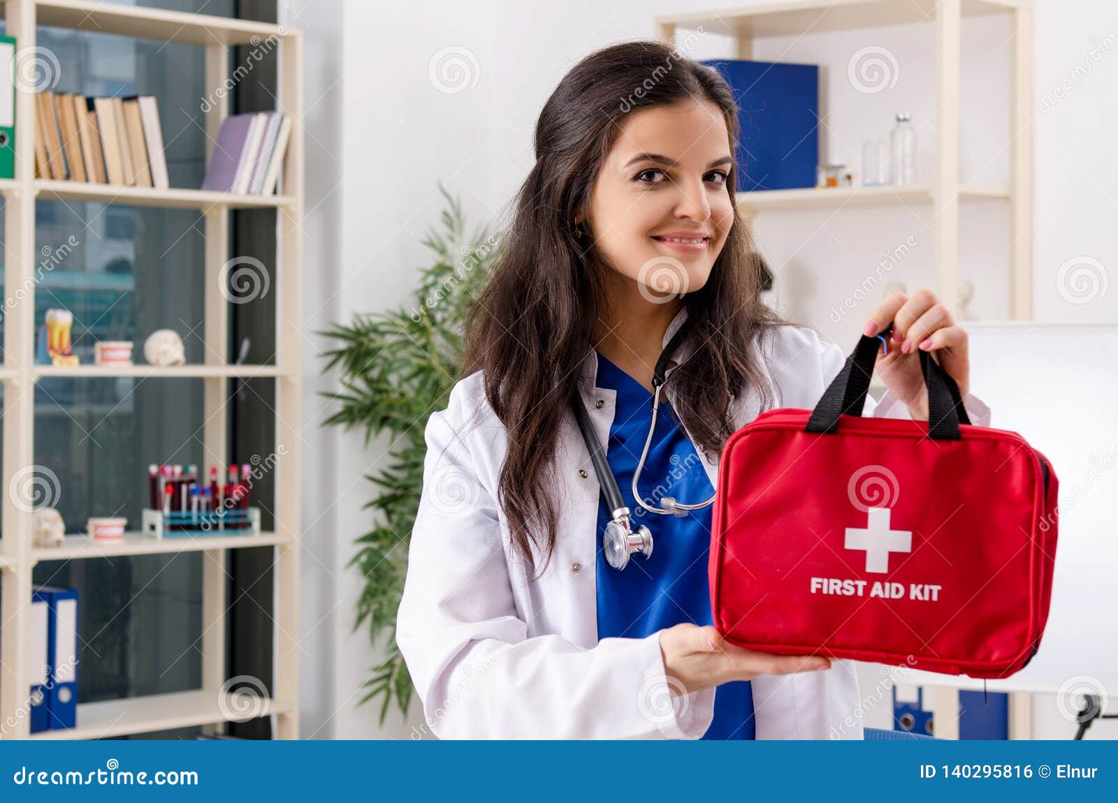 The Female Doctor in First Aid Concept Stock Photo - Image of exam ...