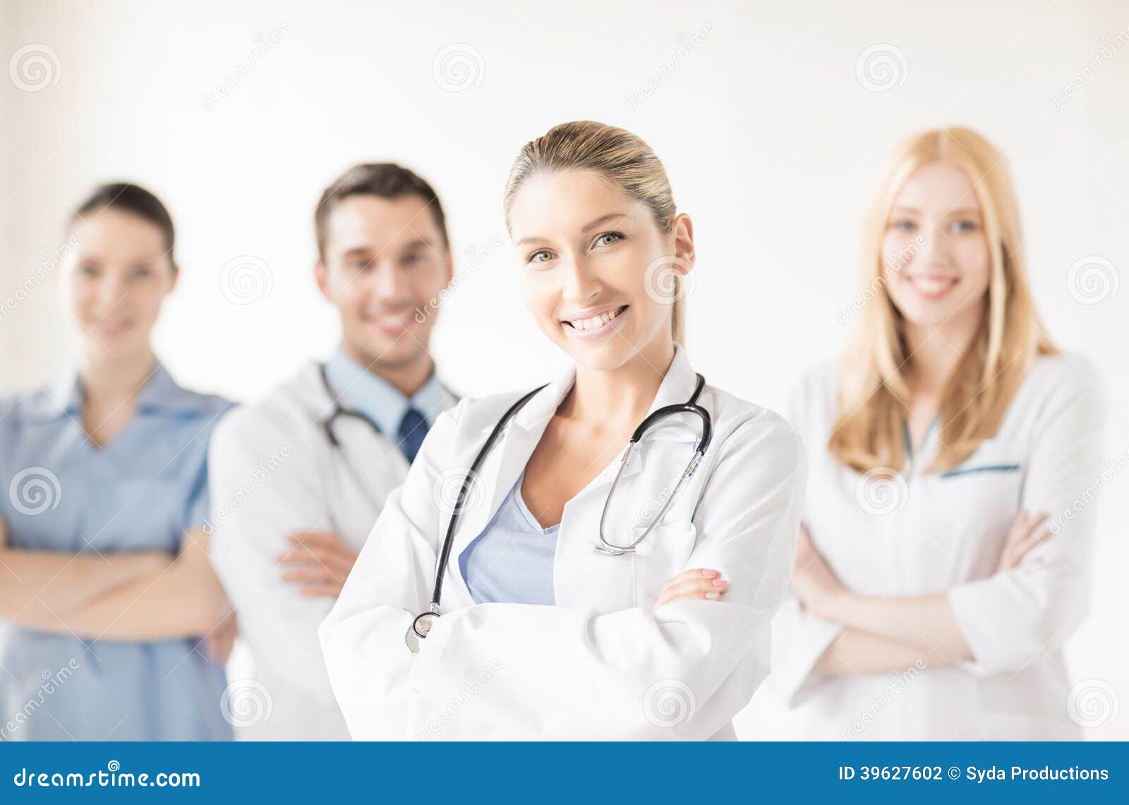 Female Doctor in Front of Medical Group Stock Photo - Image of doctor ...
