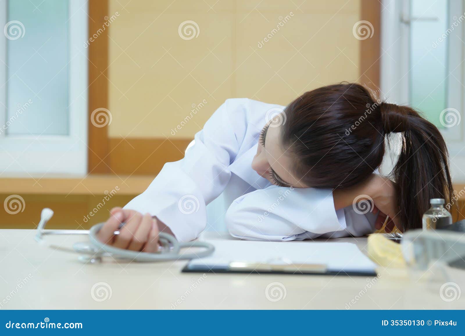 Female Doctor Had a Very Exhausting Day at Work Stock Photo - Image of ...