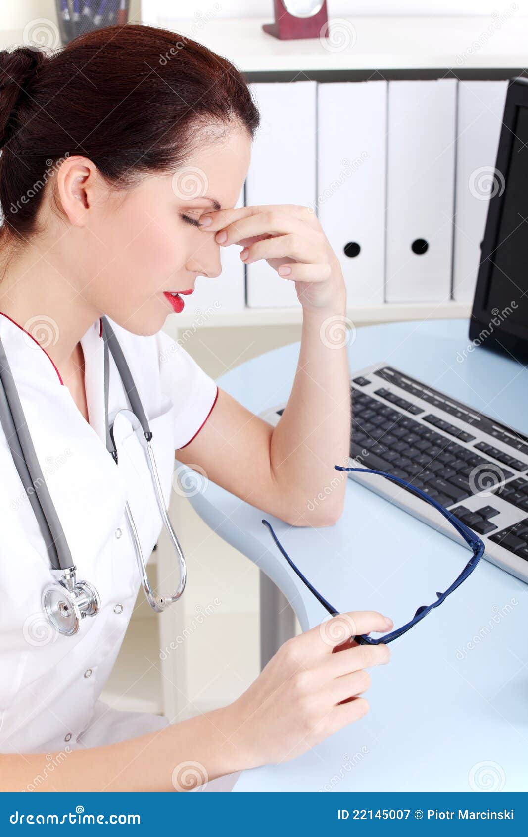 Female Doctor Having Headache. Stock Image - Image of depressed ...