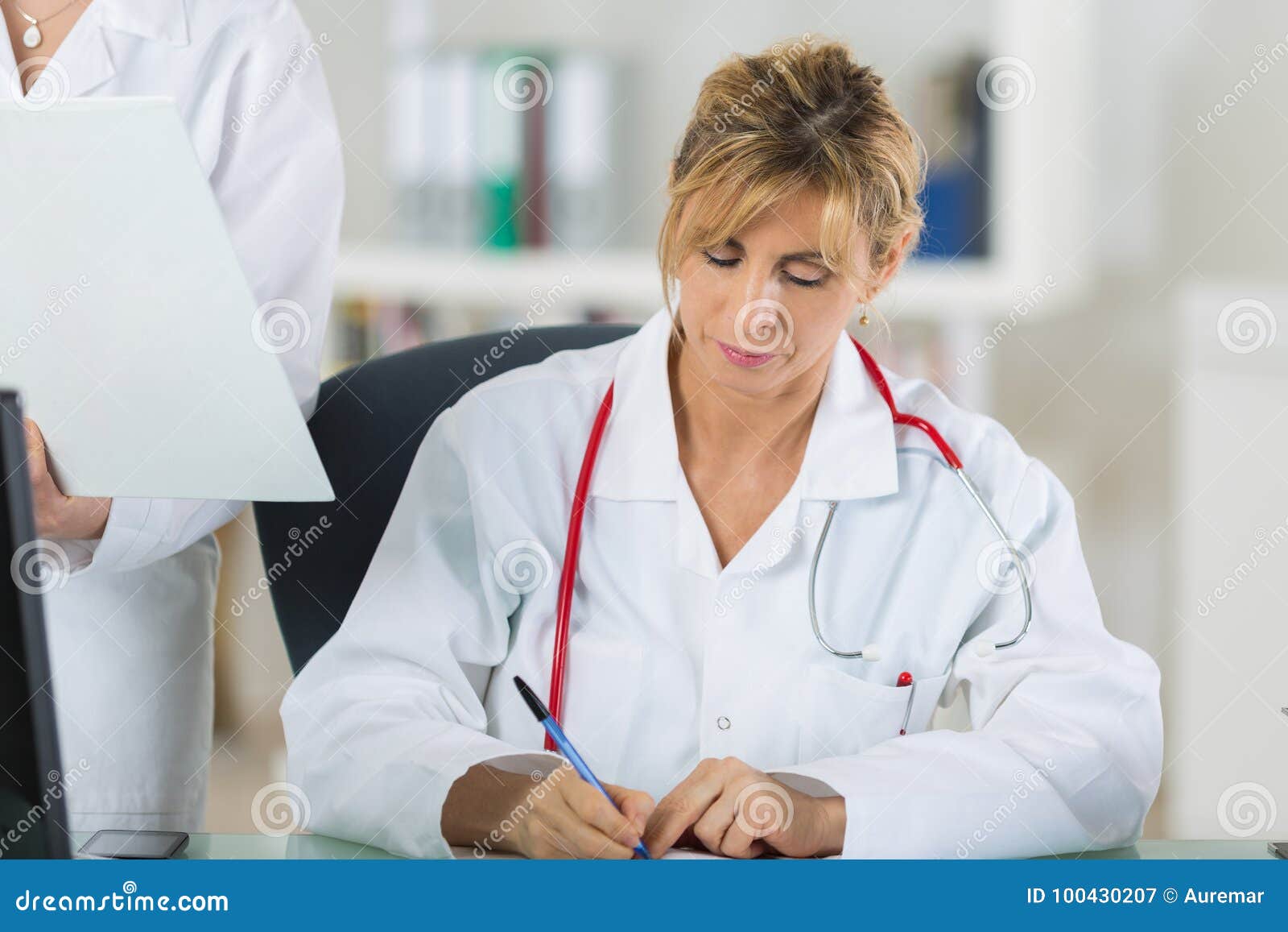 Female doctor in office stock image. Image of health - 100430207