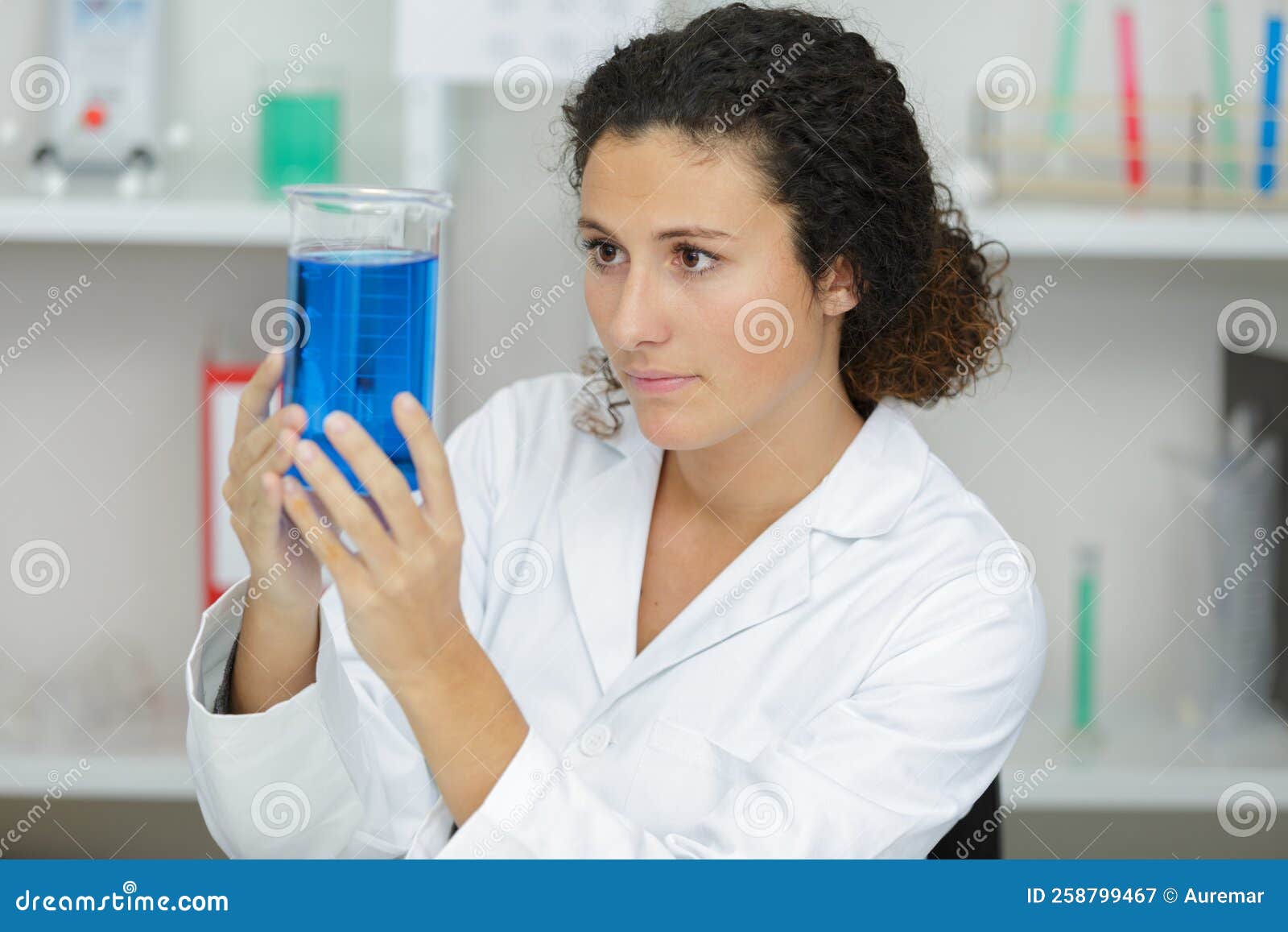 Female Doctor Holding in Hand Flask in Lab Stock Image - Image of ...