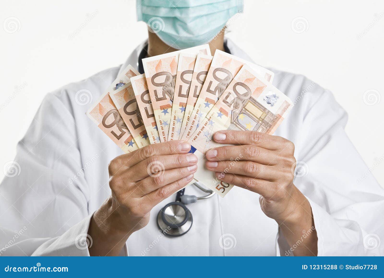 Female Doctor Holding Money Stock Photo - Image of instruments, health ...