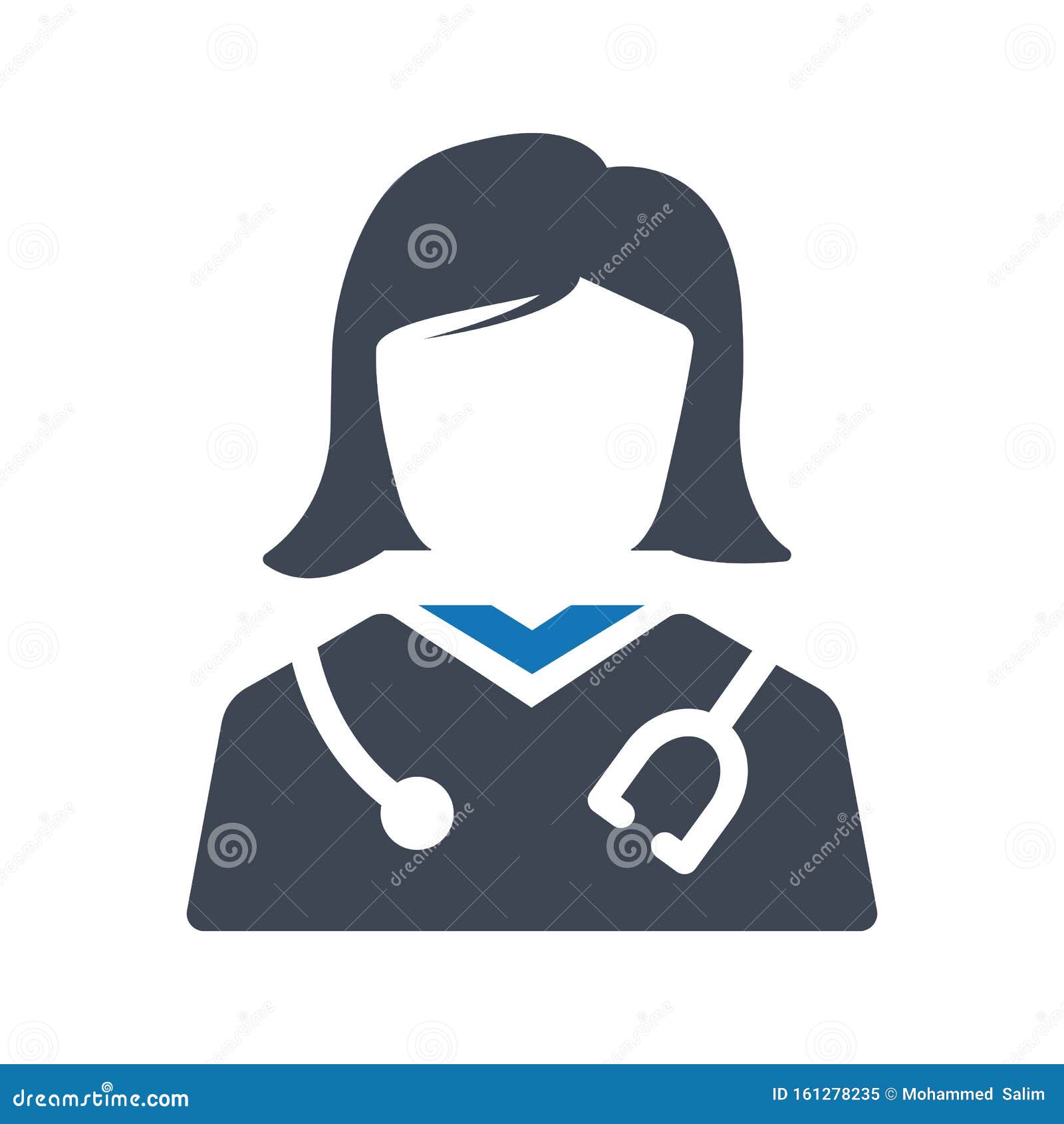 Female doctor vector icon stock vector. Illustration of vector - 161278235