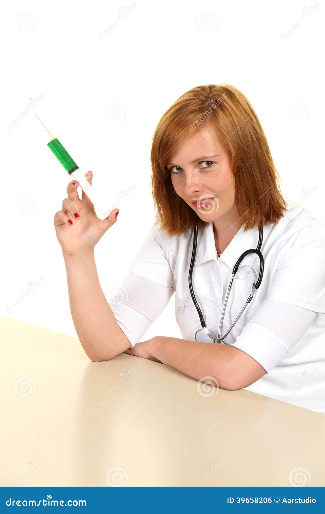 Female Doctor with Injection Stock Photo - Image of female, person ...