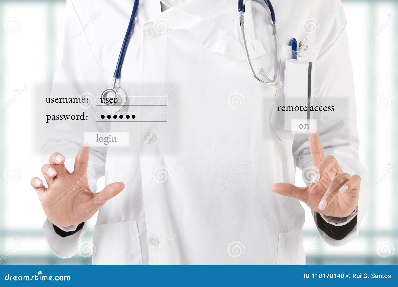Female Doctor Loggin on a Computer Stock Photo - Image of healthcare ...