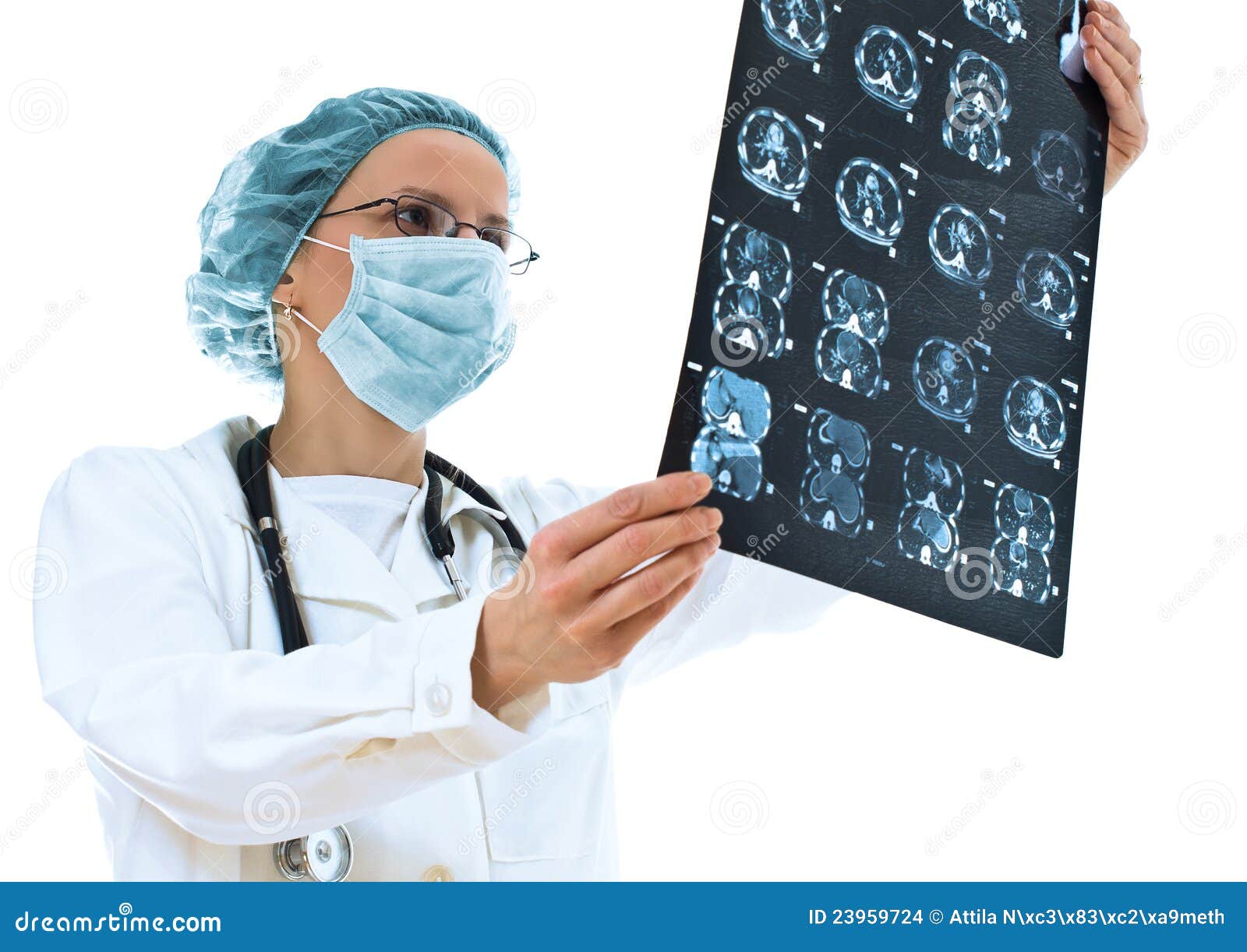 Female Doctor Looking at the MRI-scan. Stock Photo - Image of ...