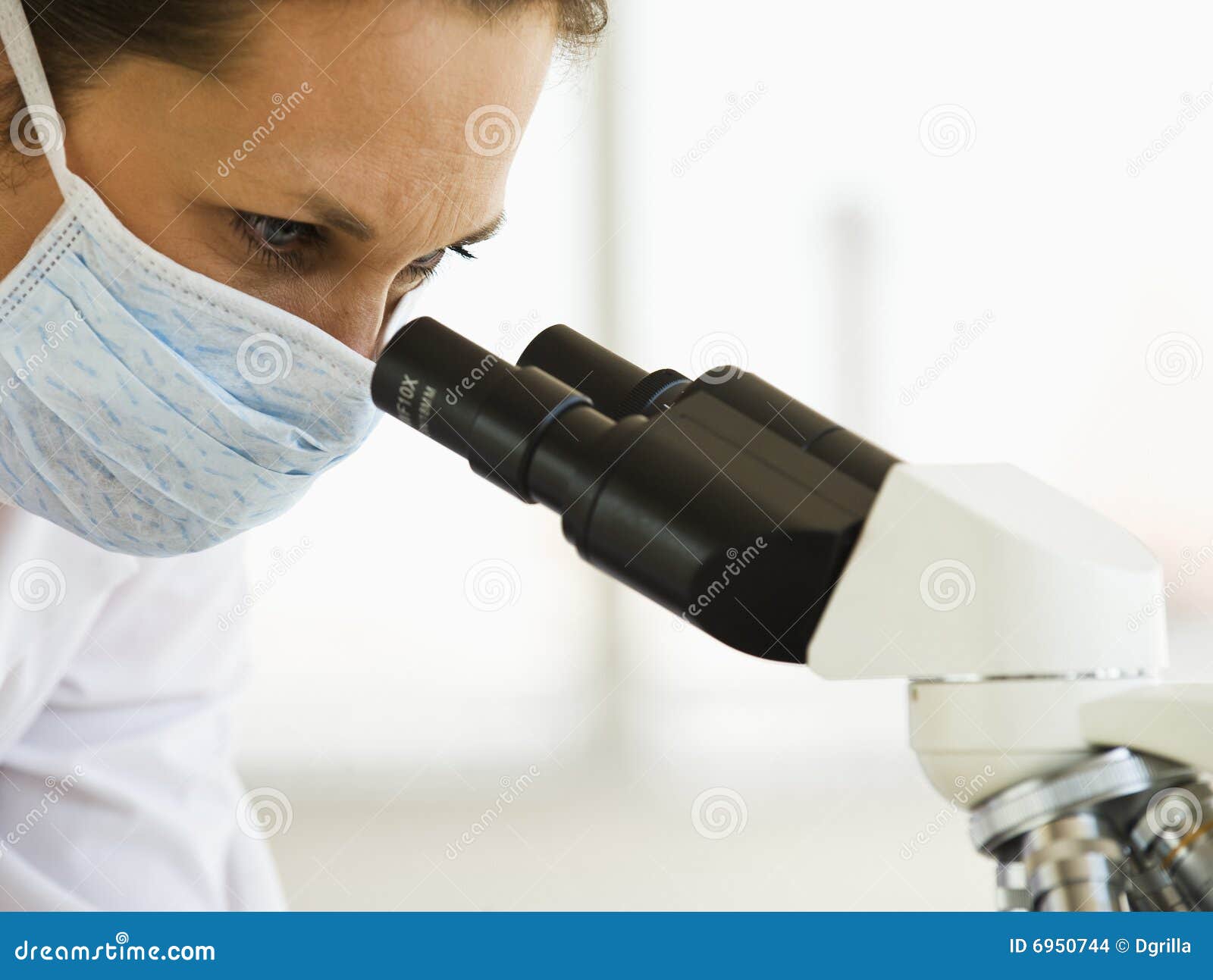 Female Doctor with Microscope Stock Photo - Image of female, closeup ...