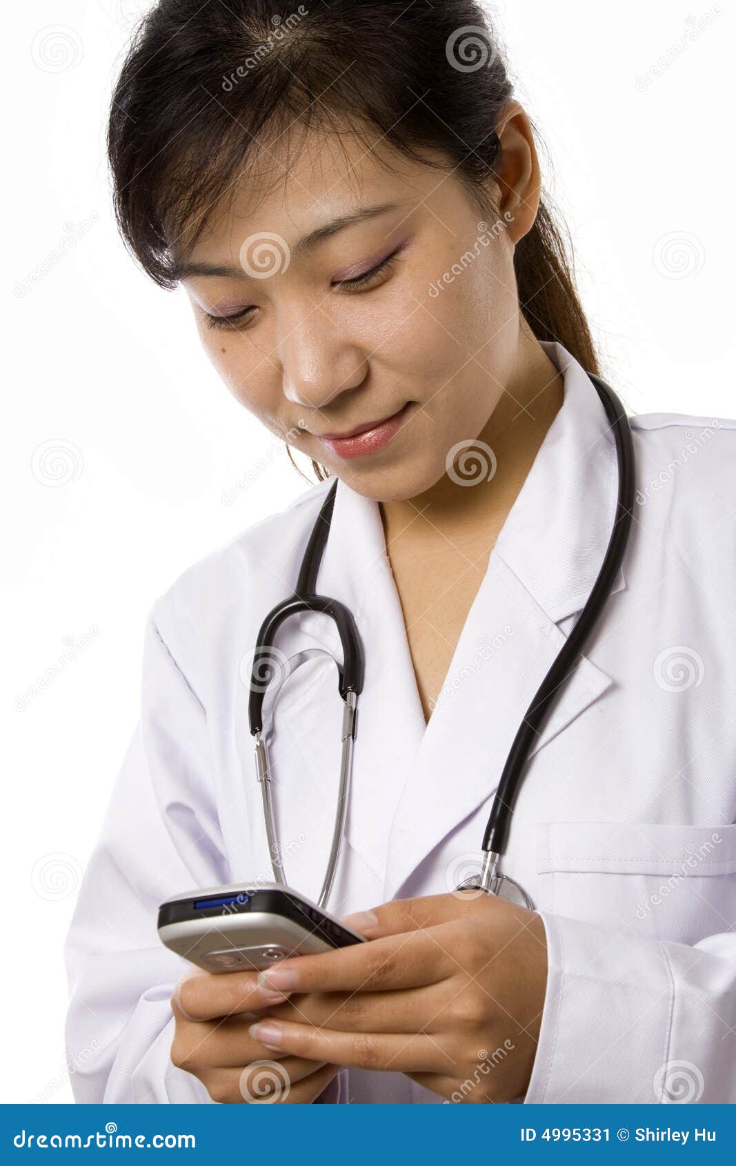 Female Doctor with Mobile Phone Stock Image - Image of nursing, palm ...
