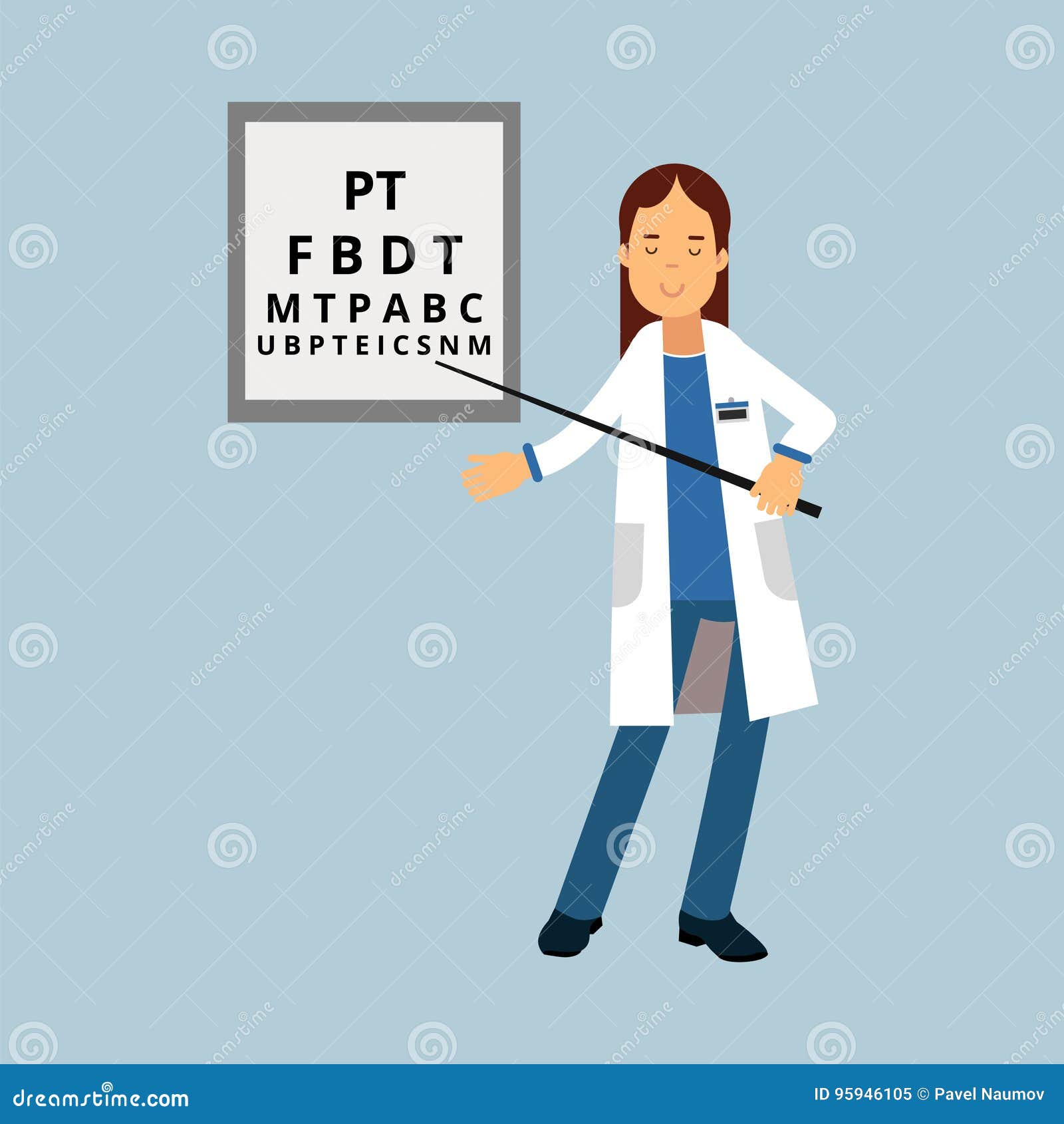 Female Doctor Ophthalmologist Character, Optometrist Examining a ...