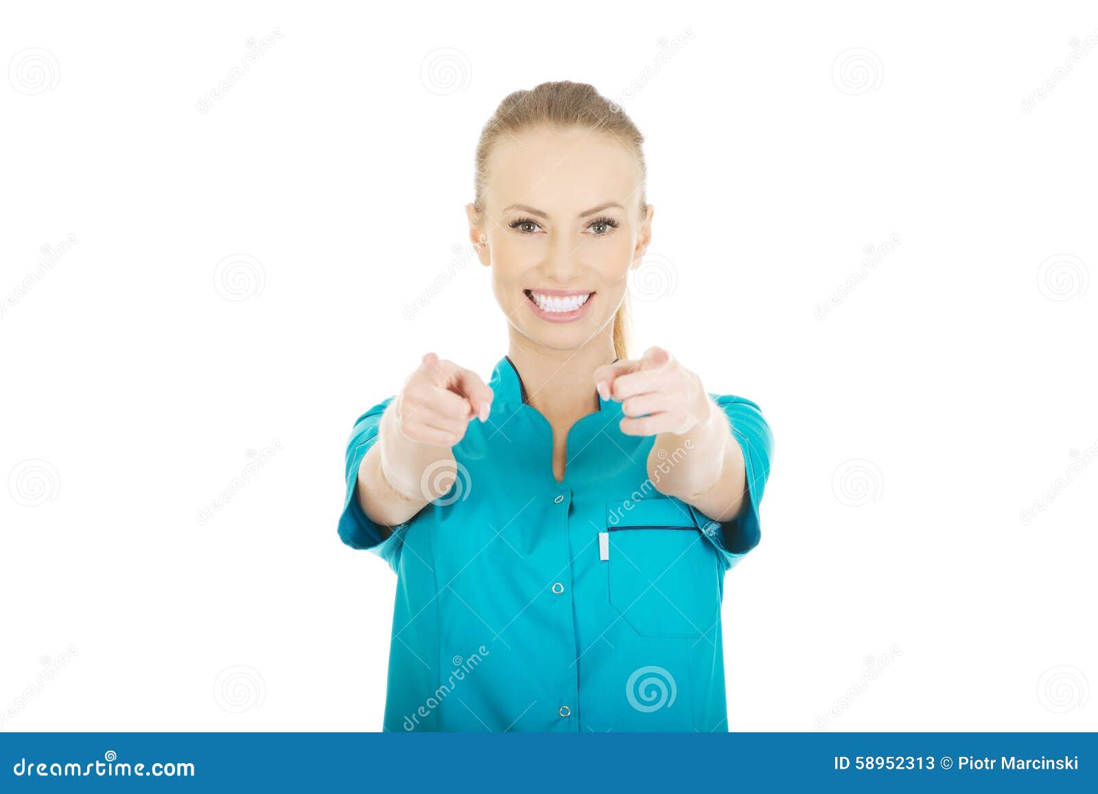 Female Doctor Pointing on You. Stock Image - Image of empty, nurse ...