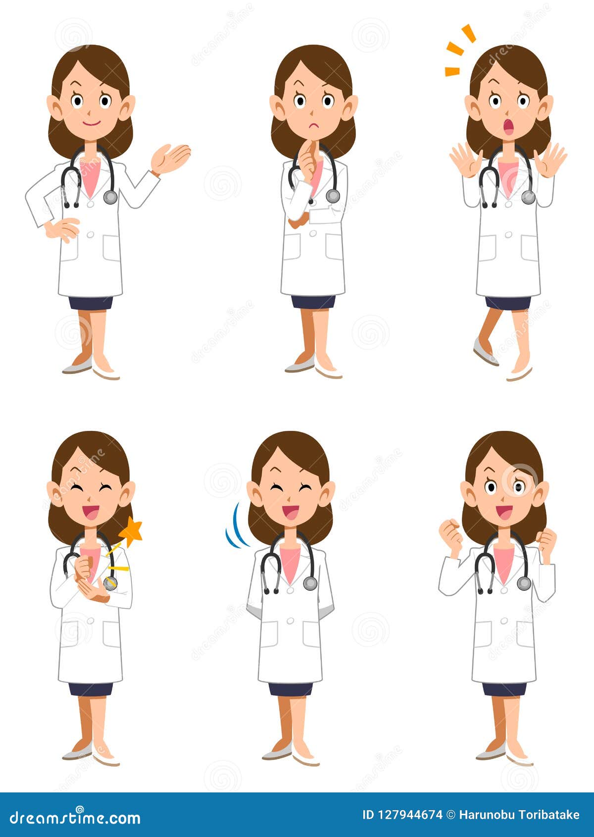 Female doctor 6 pose set 1 stock vector. Illustration of multiple ...