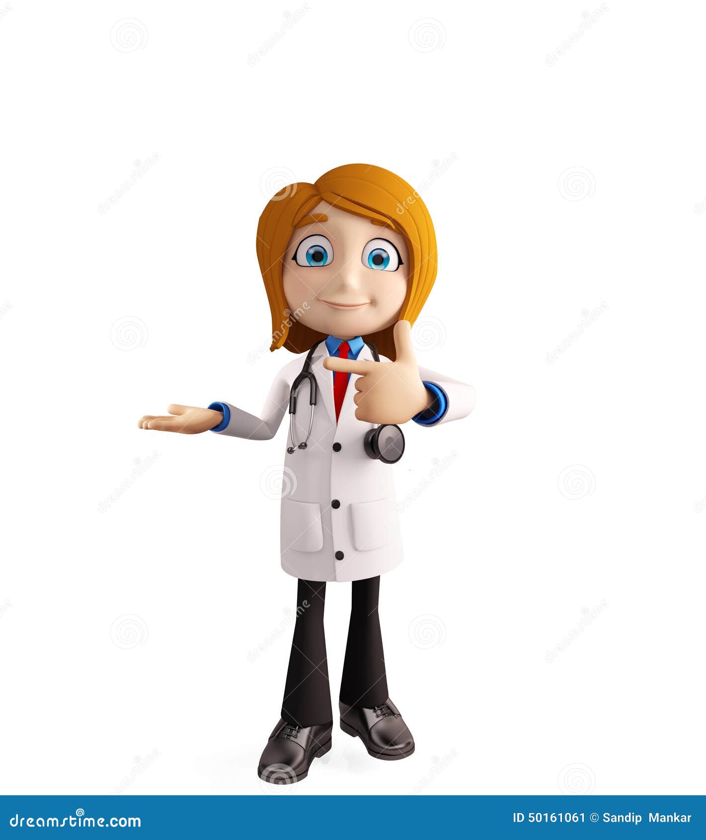 Female Doctor with Presentation Pose Stock Illustration - Illustration ...