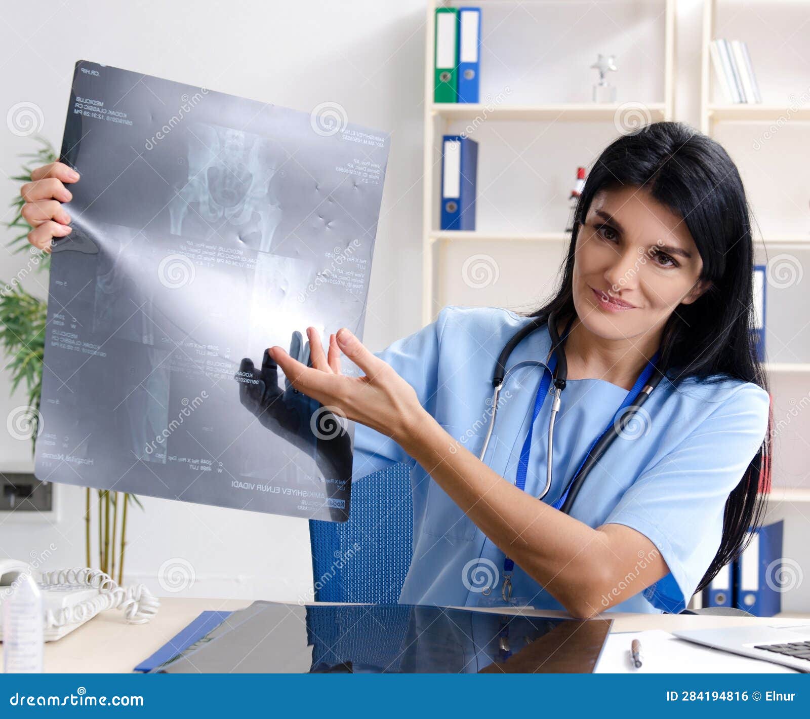 Female Doctor Radiologist Working in the Clinic Stock Photo - Image of ...
