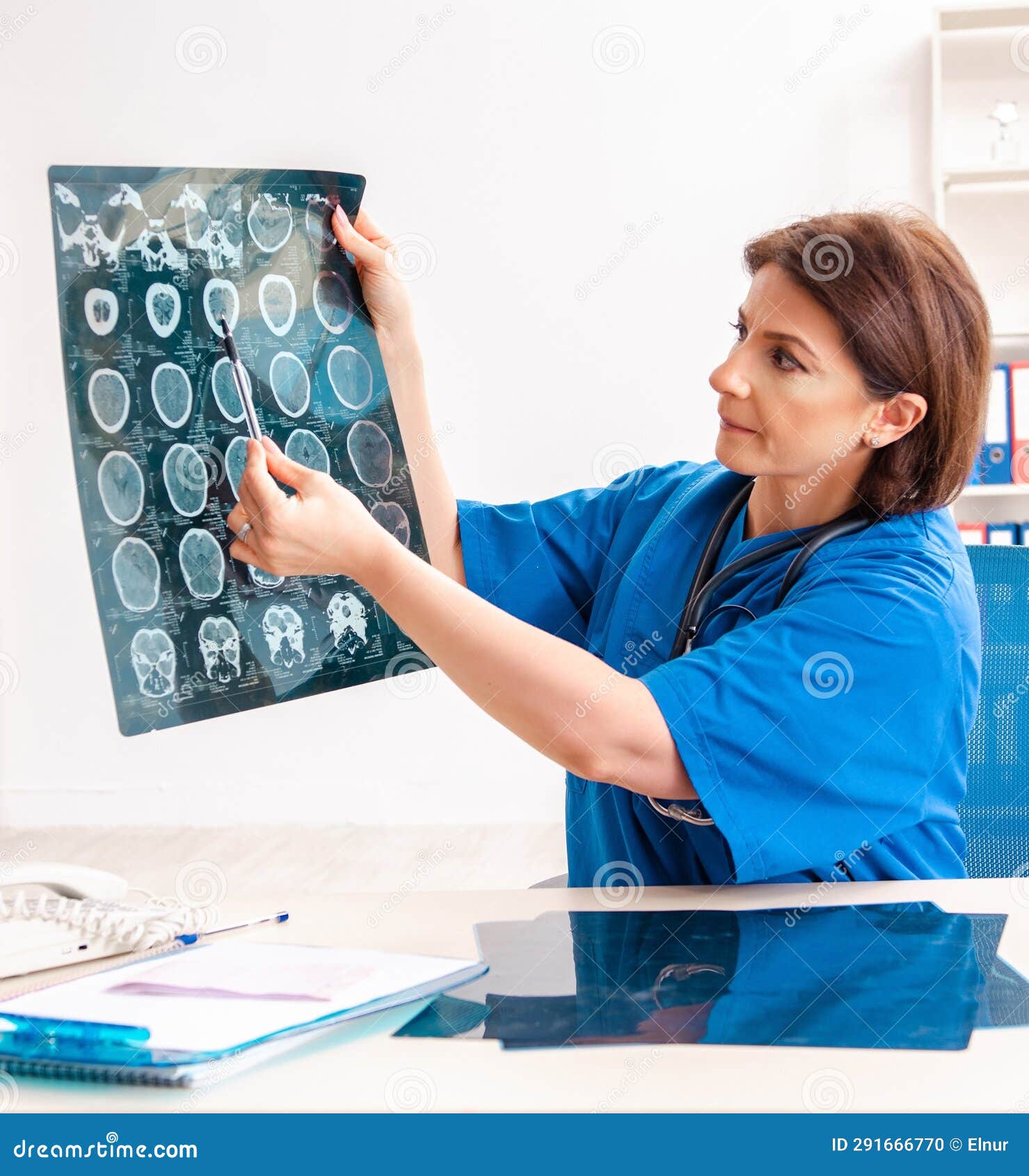 Female Doctor Radiologist Working at the Clinic Stock Photo - Image of ...