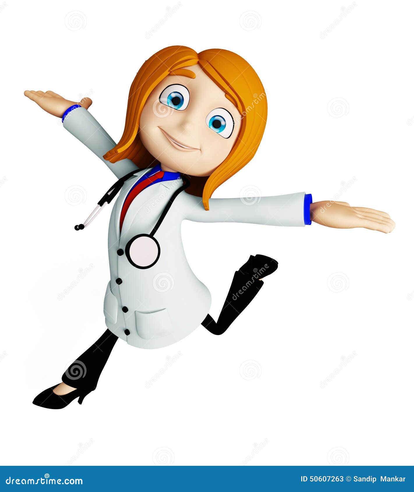 Female Doctor with Running Pose Stock Illustration - Illustration of ...