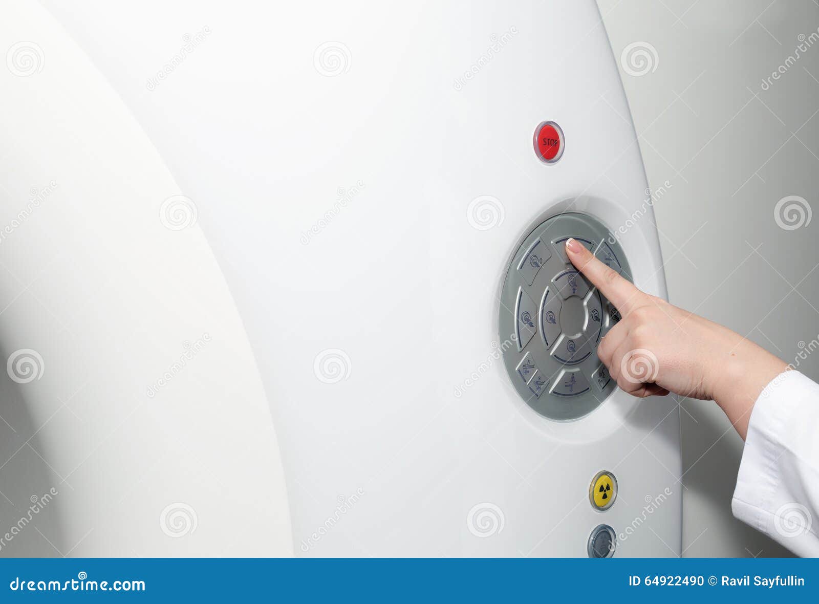 A Female Doctor S Hand Pushing Control Button on Stock Photo - Image of ...
