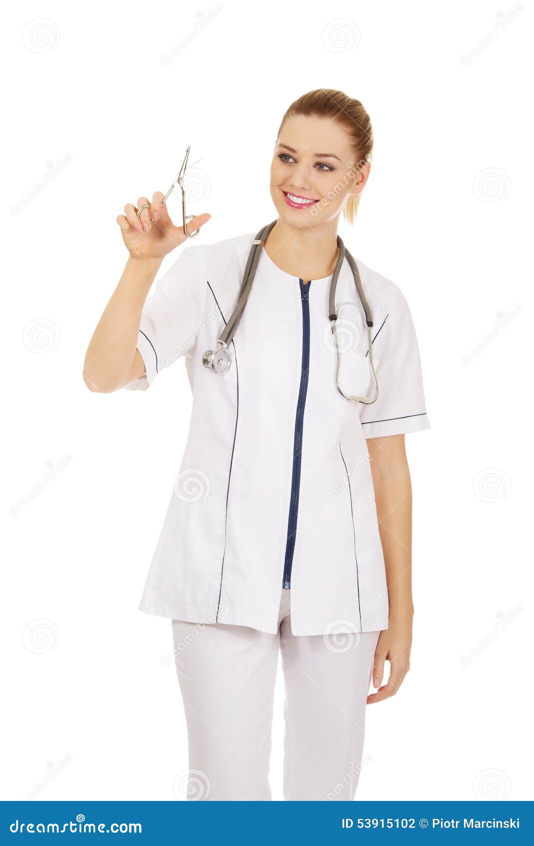 Female Doctor with Scissors in Hand. Stock Photo - Image of human ...
