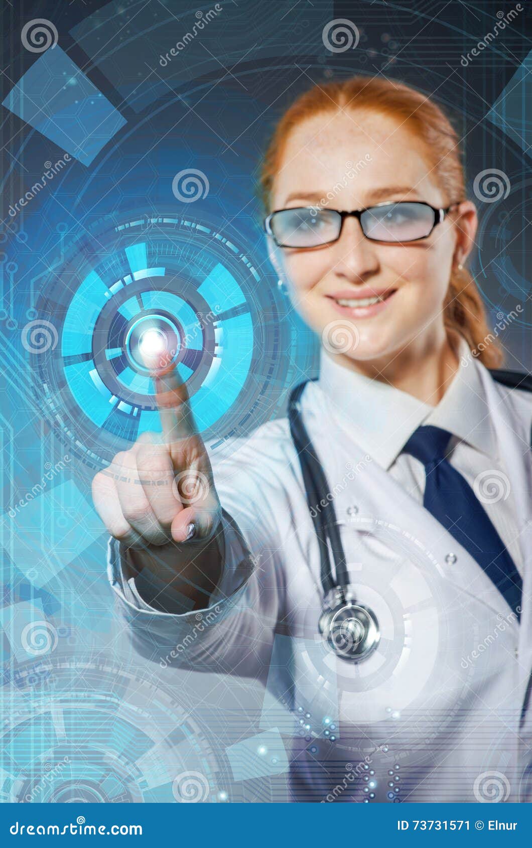 The Female Doctor with Set of Abstract Elements Stock Image - Image of ...