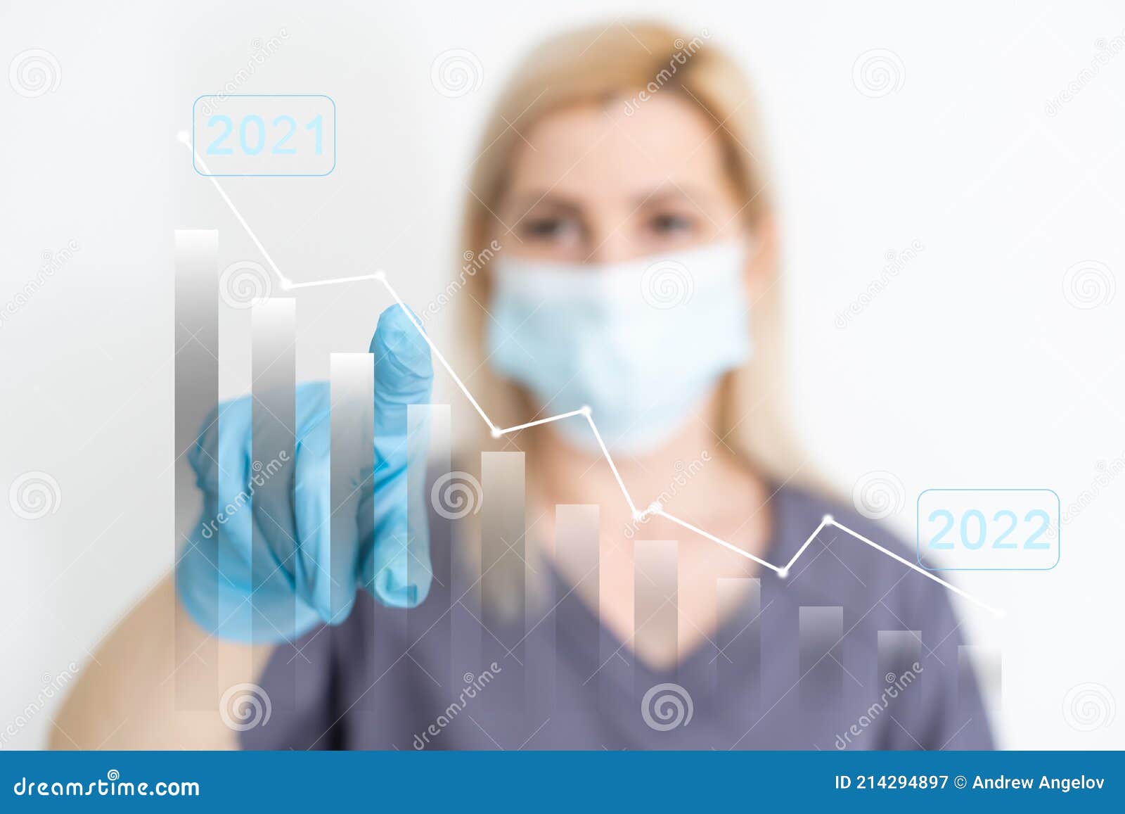 Female Doctor Showing a Graph on a Virtual Screen Stock Image - Image ...
