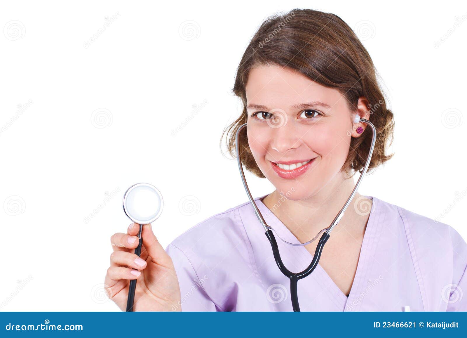 Female Doctor Smiling with Stethoscope Stock Image - Image of caucasian ...