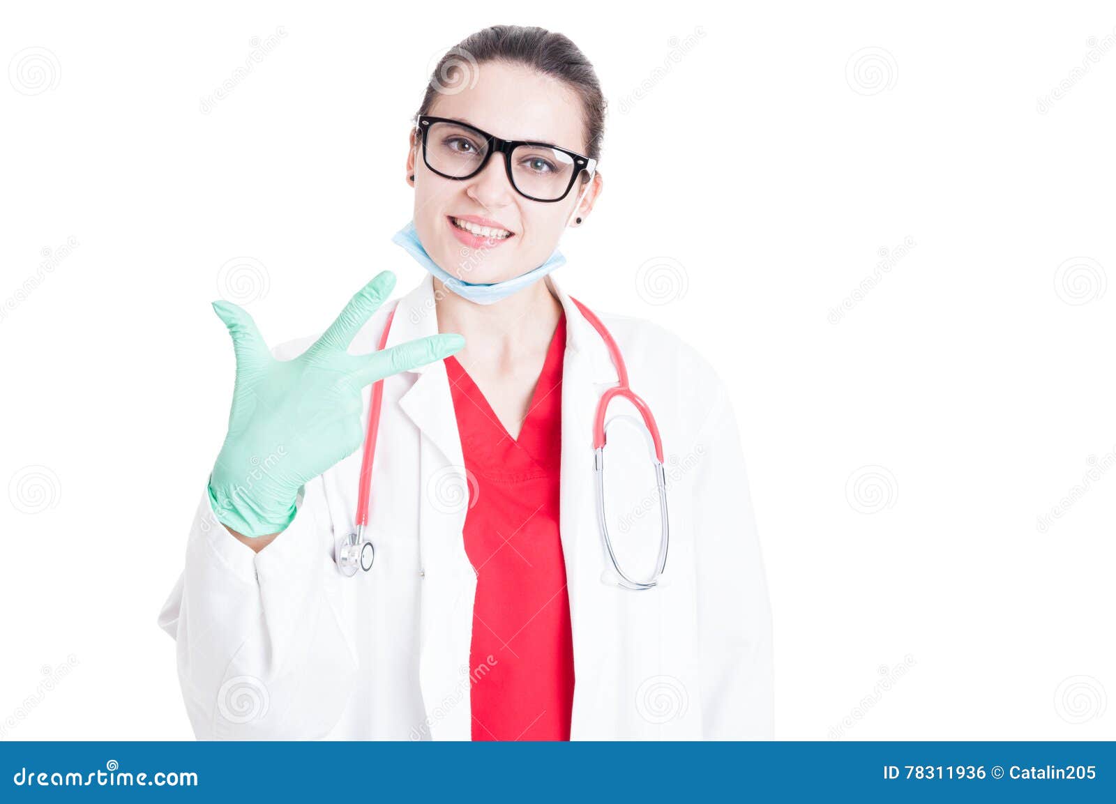 Female Doctor with Spectacles Counting Three Stock Photo - Image of ...