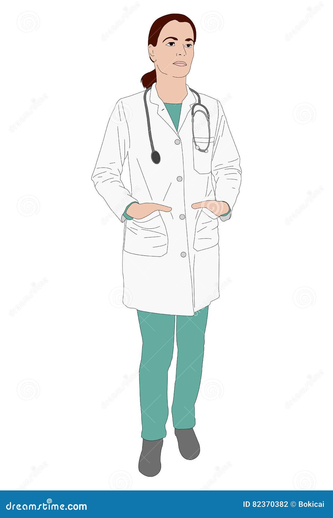 Female Doctor Standing Illustration Stock Vector - Illustration of ...