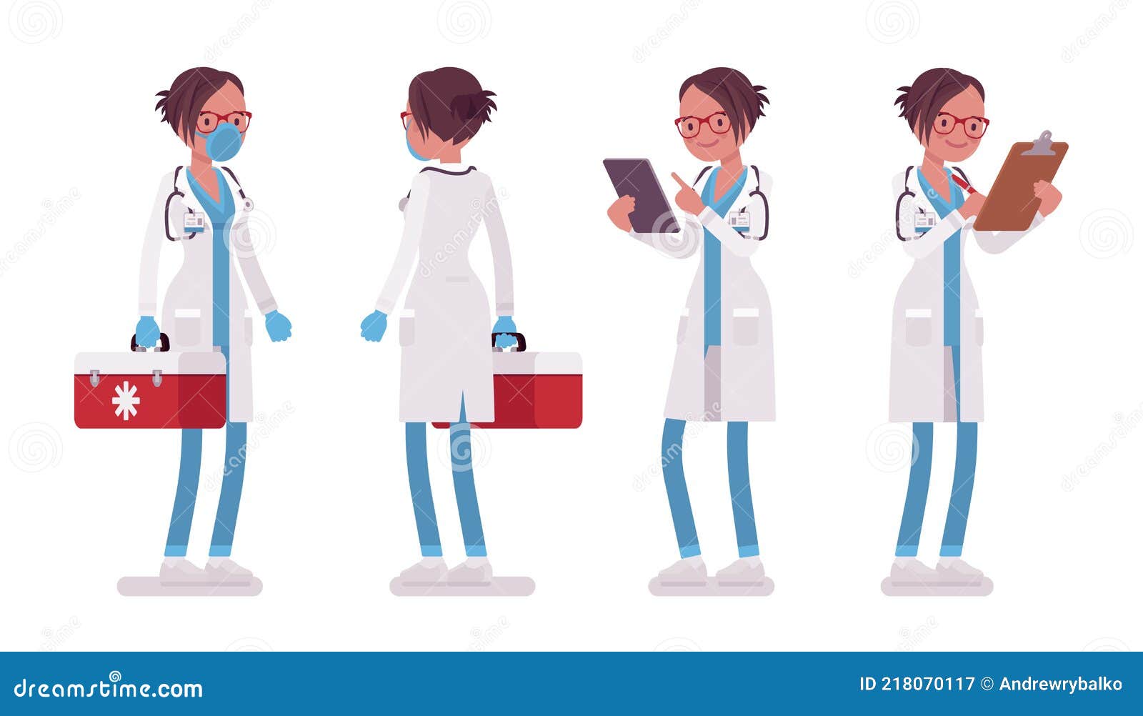 Female Doctor Standing Pose Stock Vector Illustration Of Care
