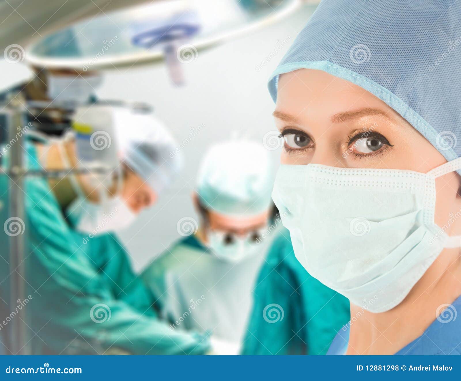 Surgical Team Performing Surgery In Modern Operation Theater,Team Of ...