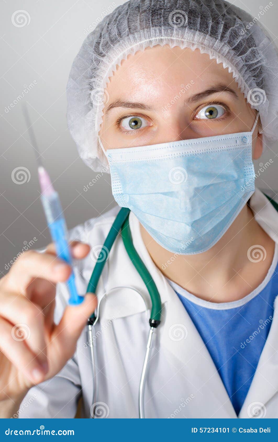 Female doctor with syringe stock image. Image of antibiotic - 57234101