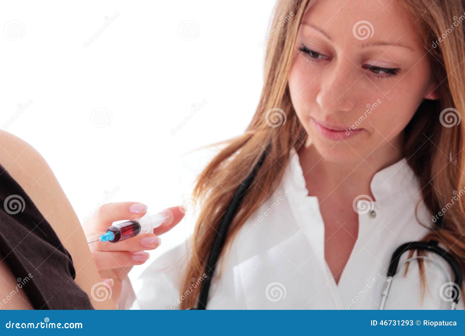 Female Doctor with Syringe Doing a Vaccination Stock Image - Image of ...