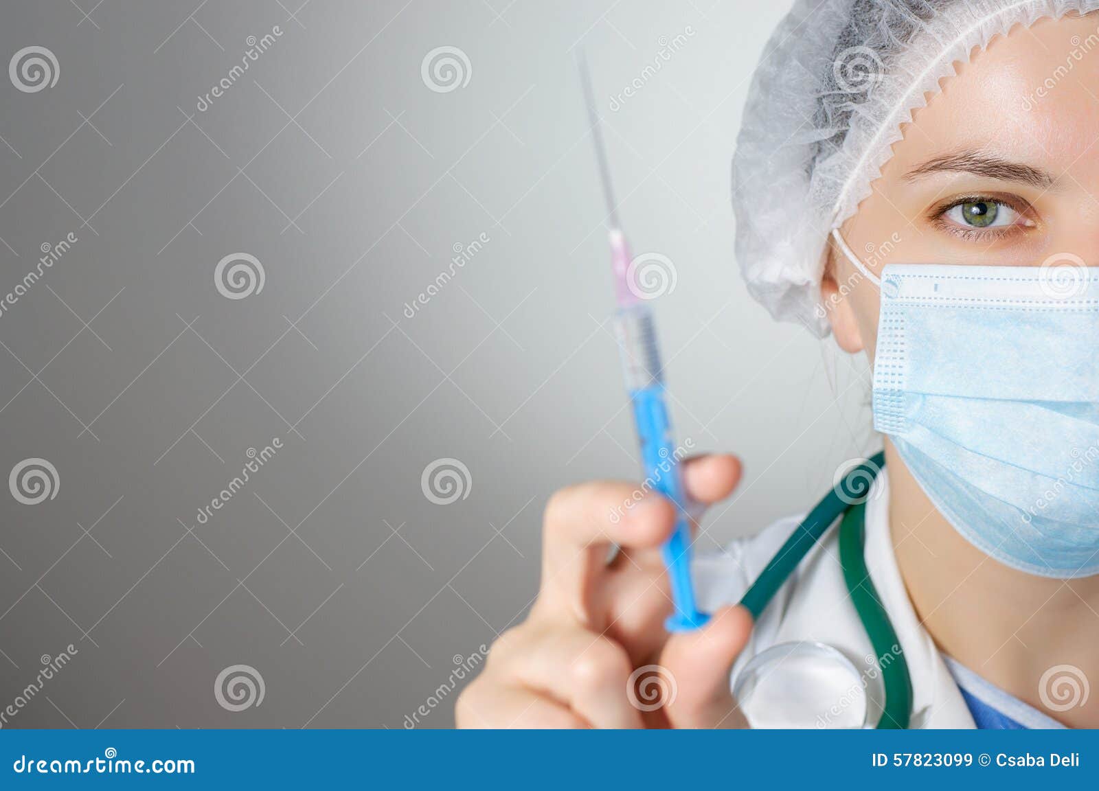 Female doctor with syringe stock image. Image of facial - 57823099
